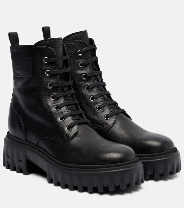Hogan H700 Leather Combat Boots