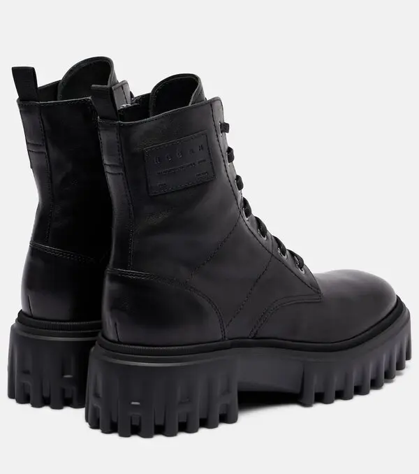 Hogan H700 Leather Combat Boots