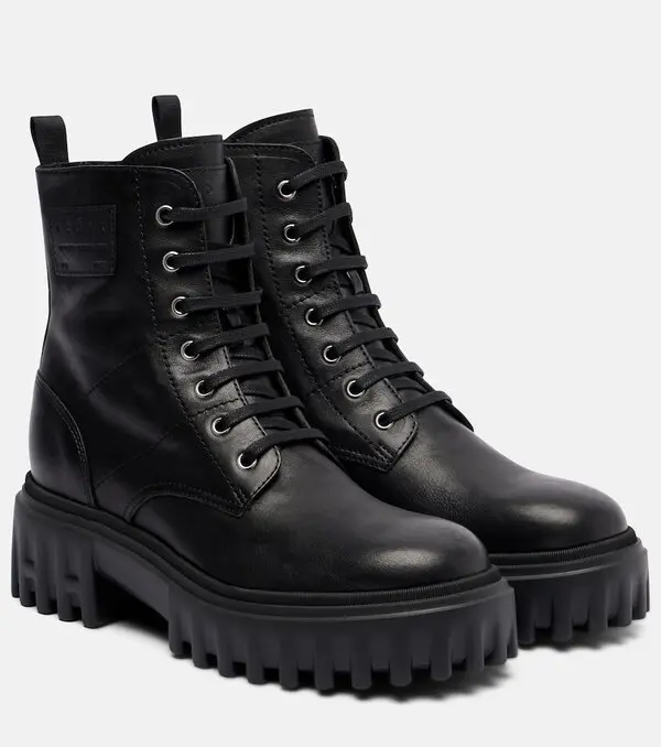 Hogan H700 Leather Combat Boots