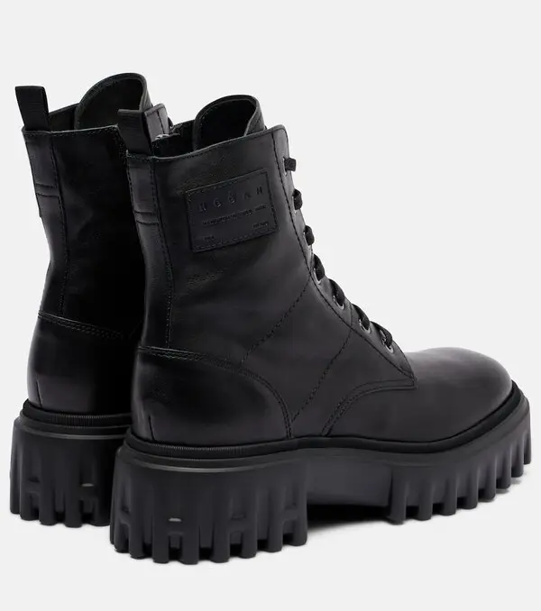 Hogan H700 Leather Combat Boots