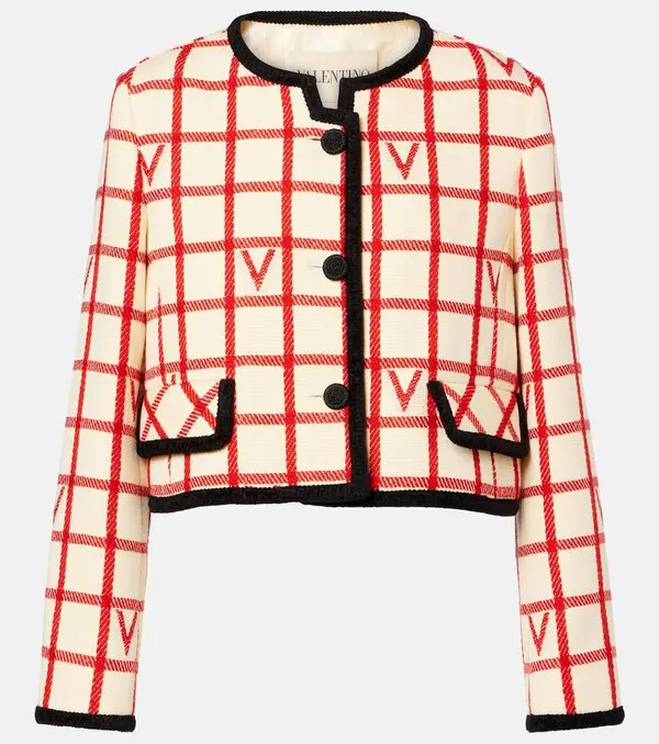 Valentino Garavani Vlogo Checked Jacket - Beige