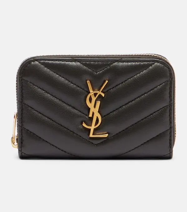 Saint Laurent Cassandre Quilted Leather Card Case - Black