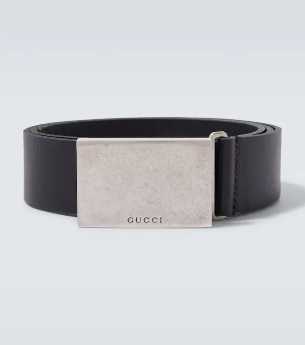 Gucci Logo Leather Belt - Black
