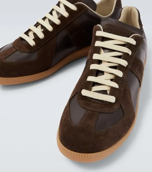 MAISON MARGIELA Replica Leather And Suede Sneakers - Green