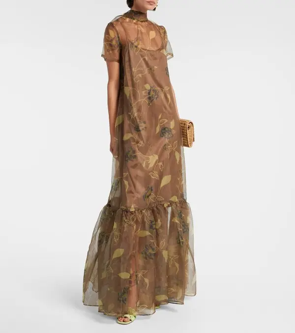 Staud Calluna Floral Organza Maxi Dress - Multicoloured