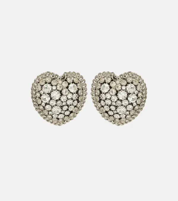 Alessandra Rich Crystal-embellished Clip-on Earrings - Silver