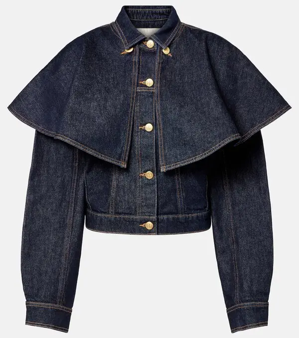 Ulla Johnson Agata Caped Denim Jacket - Blue