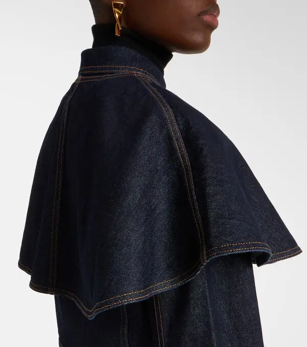 Ulla Johnson Agata Caped Denim Jacket - Blue