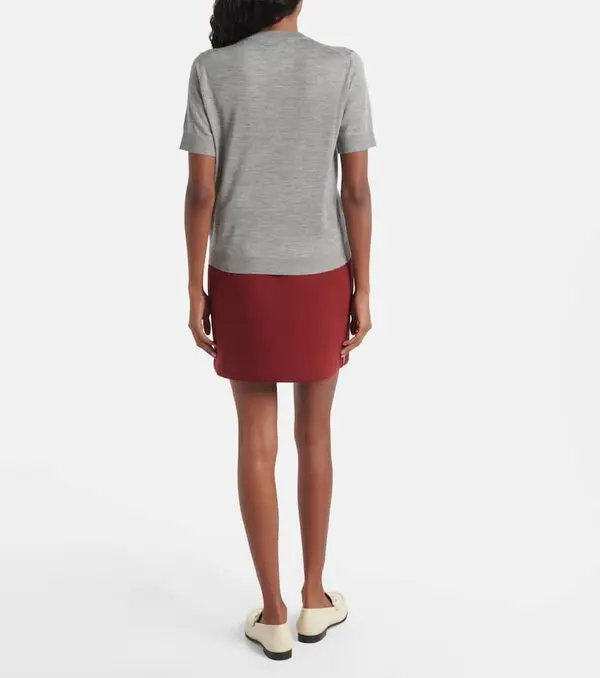 Gucci Logo Knitted Cashmere And Silk T-shirt