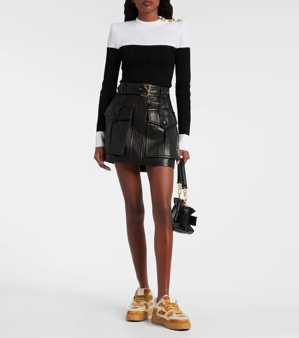 Balmain Shearling-trimmed Suede Sneakers