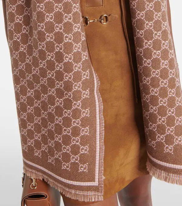 Gucci Gg Wool-blend Jacquard Scarf - Brown