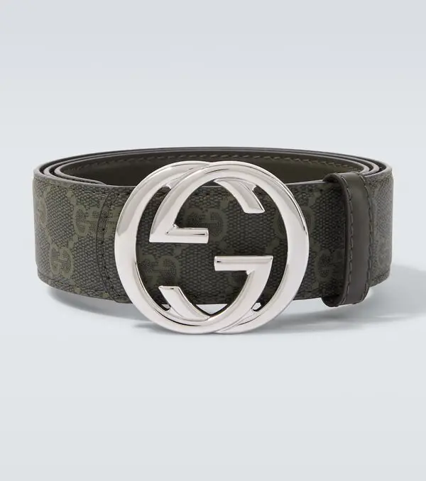 Gucci Gg Reversible Leather Belt - Green