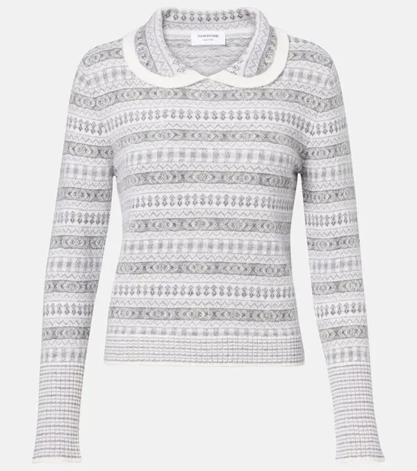 Thom Browne Fair Isle Jacquard Wool-blend Sweater - Grey