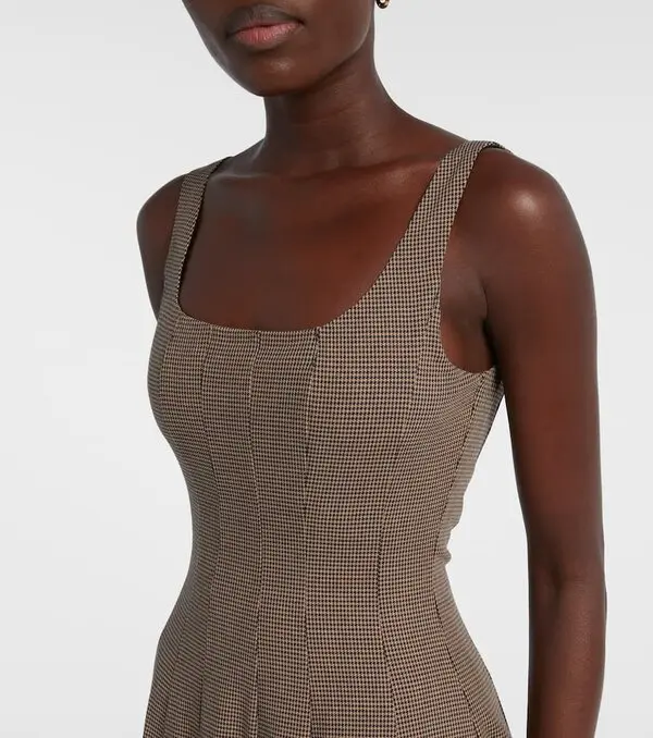 Staud Wells Houndstooth Midi Dress - Beige