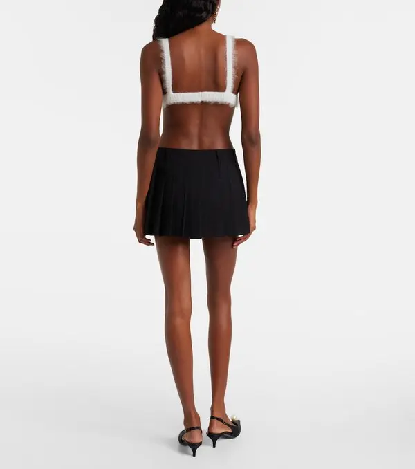 Alessandra Rich Mohair And Wool-blend Bra Top - White