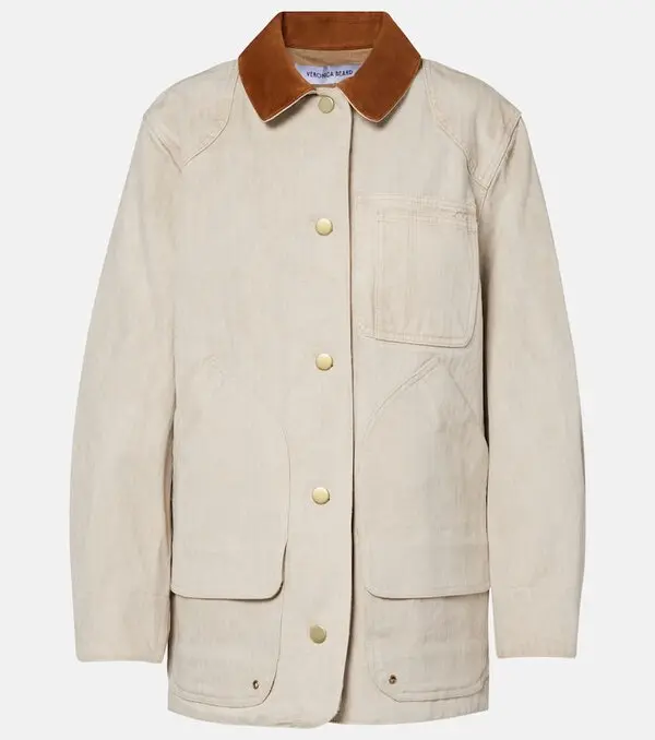 Veronica Beard Abbas Suede-trimmed Cotton Field Jacket - Beige