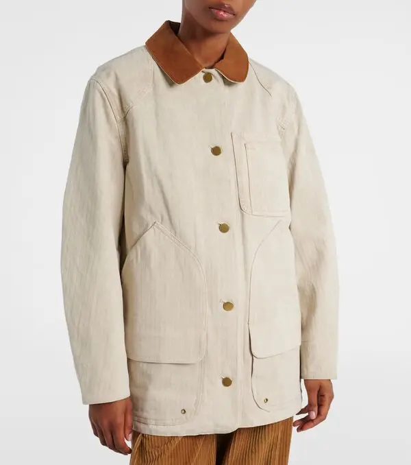 Veronica Beard Abbas Suede-trimmed Cotton Field Jacket - Beige