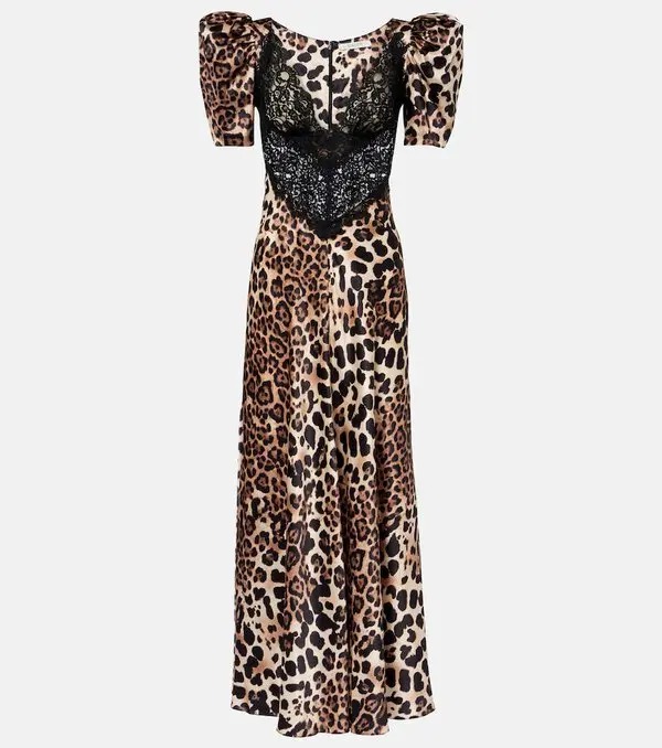 RODARTE Leopard-print Silk Satin Maxi Dress - Multicoloured