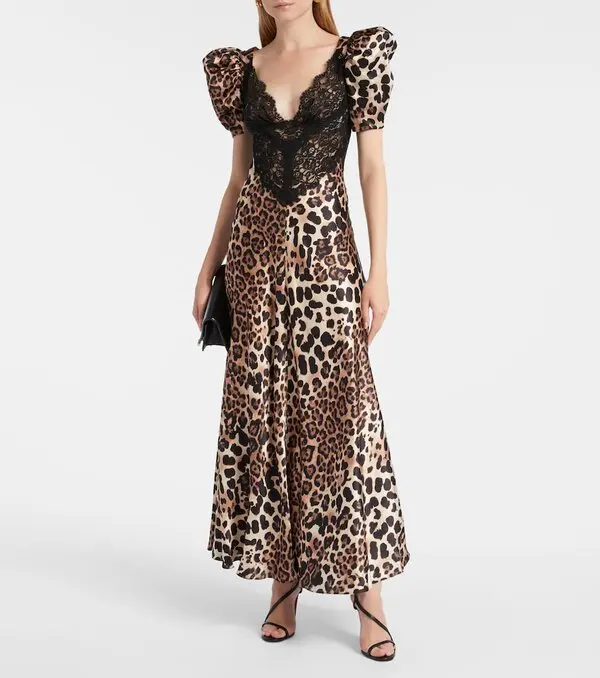 RODARTE Leopard-print Silk Satin Maxi Dress - Multicoloured