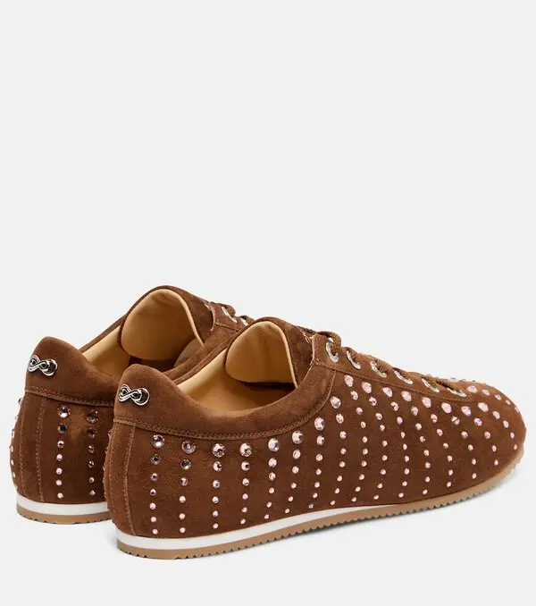Mach & Mach Ballet Runner Embellished Suede Sneakers