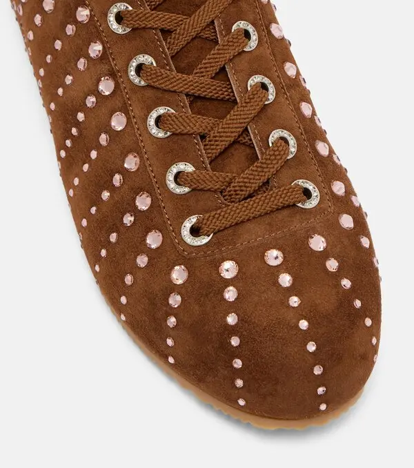 Mach & Mach Ballet Runner Embellished Suede Sneakers