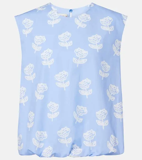 Marni Floral Cotton Top - Blue