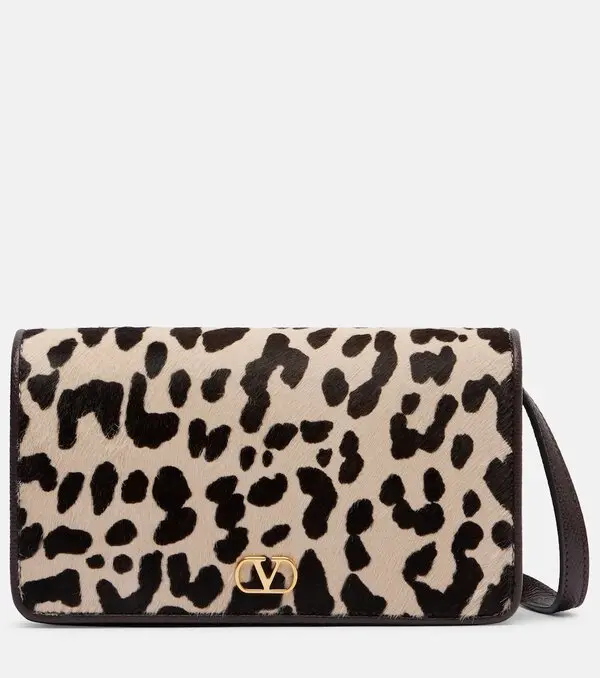 Valentino Garavani Vlogo Leopard-print Calf Hair Shoulder Bag - Brown