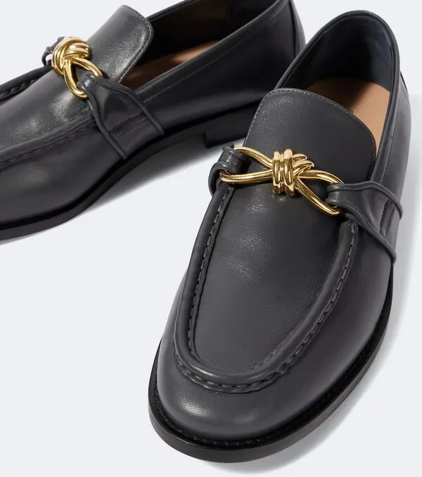 Bottega Veneta Astaire Knot Leather Loafers - Black