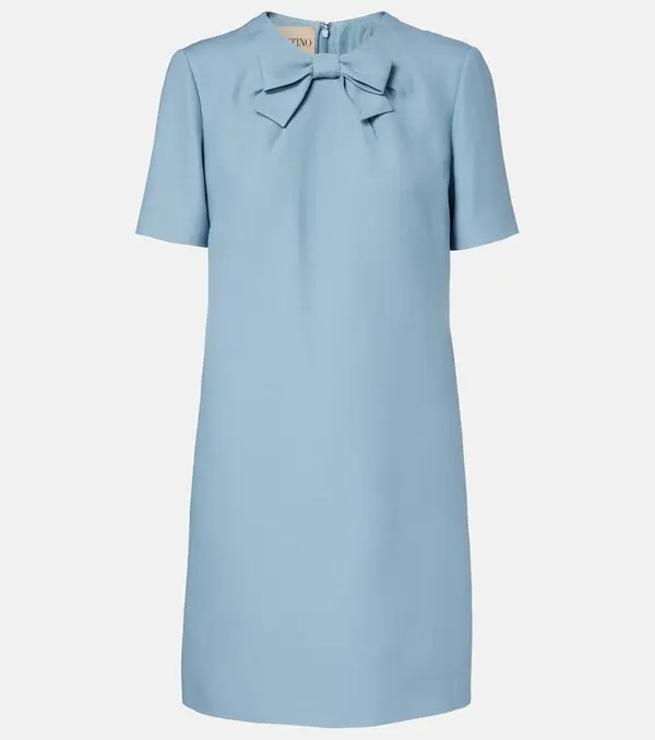 Valentino Garavani Crepe Couture Bow-detail Minidress - Blue