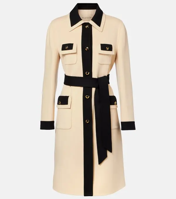 Valentino Garavani Belted Wool And Cashmere Coat - White