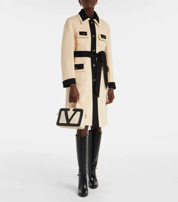 Valentino Garavani Belted Wool And Cashmere Coat - White