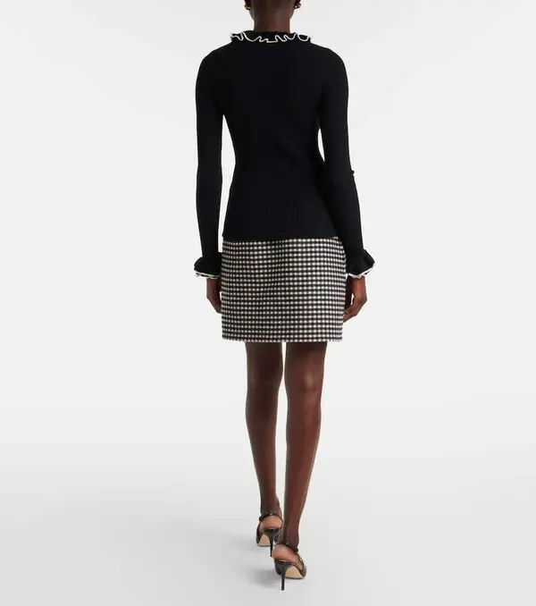 Valentino Garavani Ruffled Virgin Wool Sweater - Black