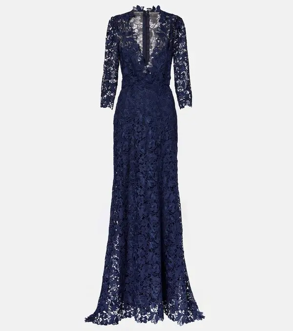Monique Lhuillier Lace Gown - Blue