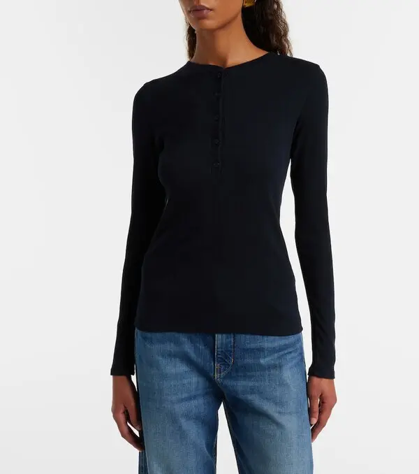 NILI LOTAN Jordan Cotton Henley Shirt