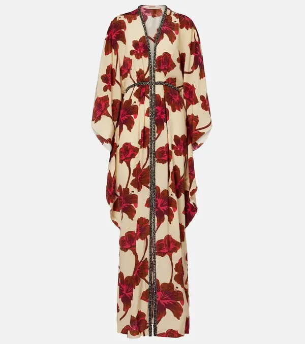 Johanna Ortiz Embellished Silk Maxi Dress - Multicoloured