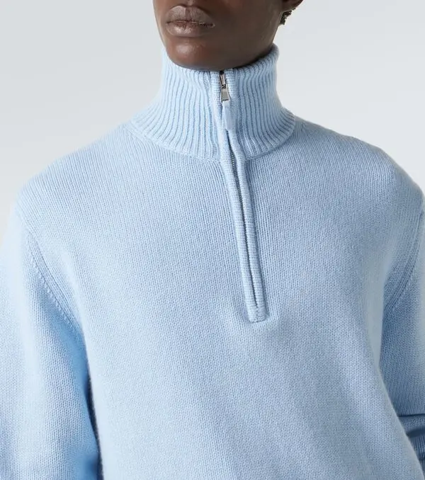 ALLUDE Cashmere Half-zip Sweater - Blue