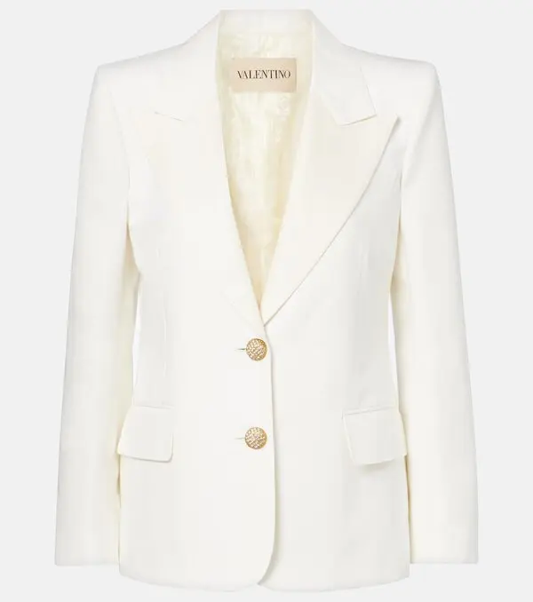 Valentino Garavani Cotton And Linen Blazer - White