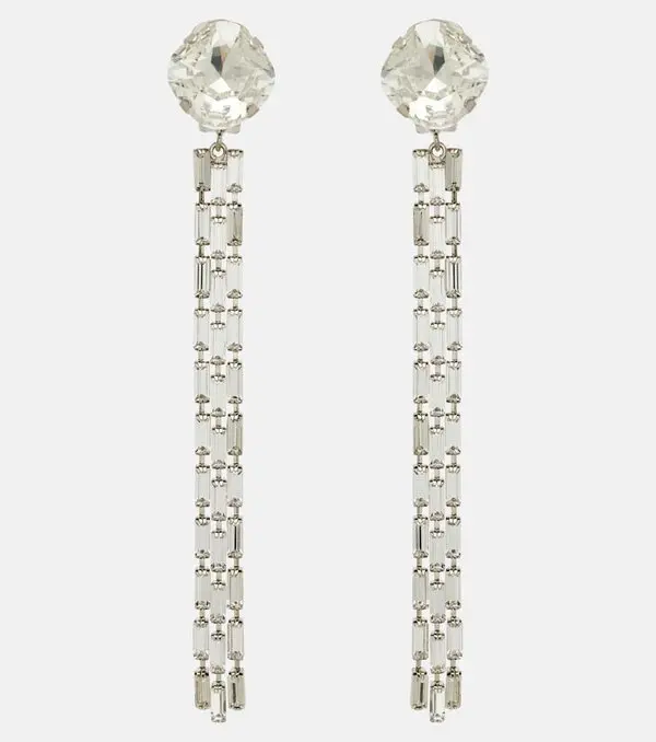Alessandra Rich Fringed Clip-on Drop Earrings - Silver