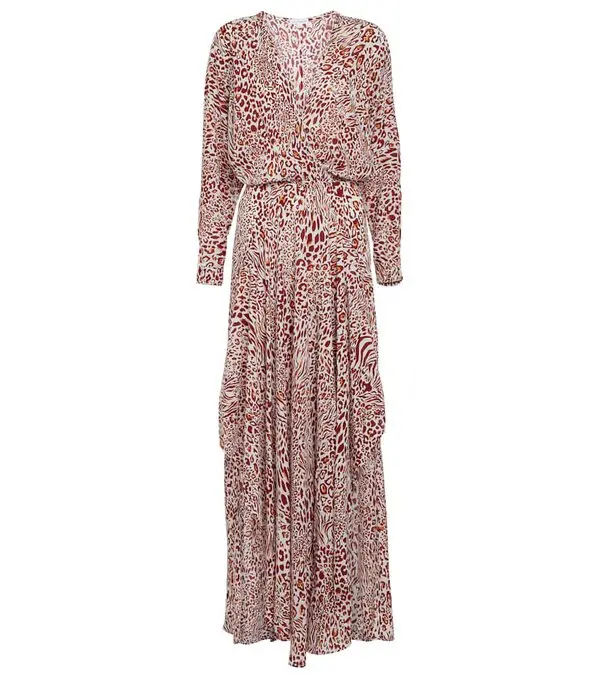Poupette St Barth Ilona Printed V-neck Dress - Red