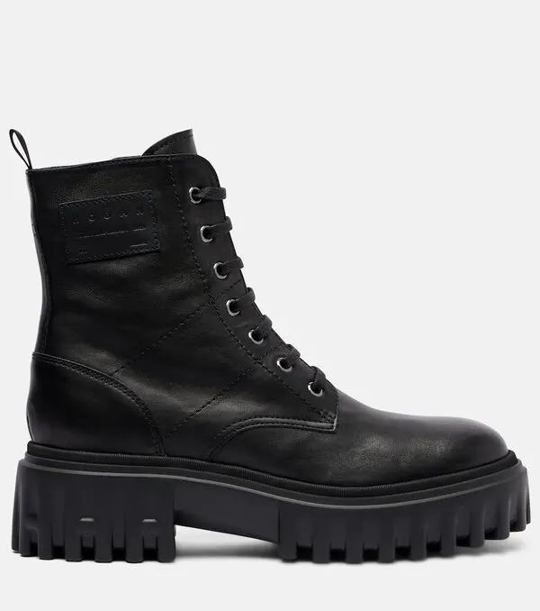 Hogan H700 Leather Combat Boots