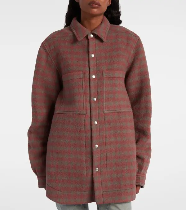 Rick Owens Checked Virgin Wool Overshirt