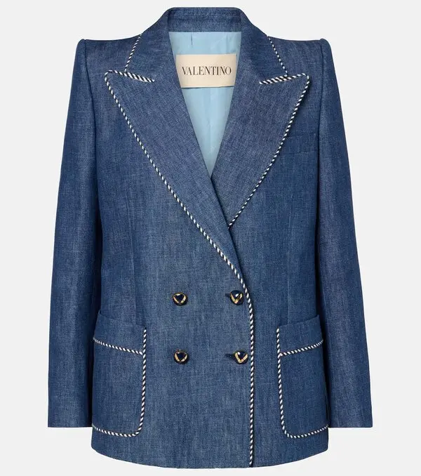 Valentino Garavani Double-breasted Chambray Blazer