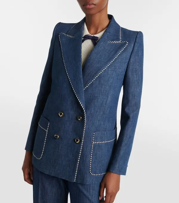 Valentino Garavani Double-breasted Chambray Blazer