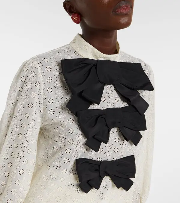 Valentino Garavani Mossi Bow-detail Cotton Top