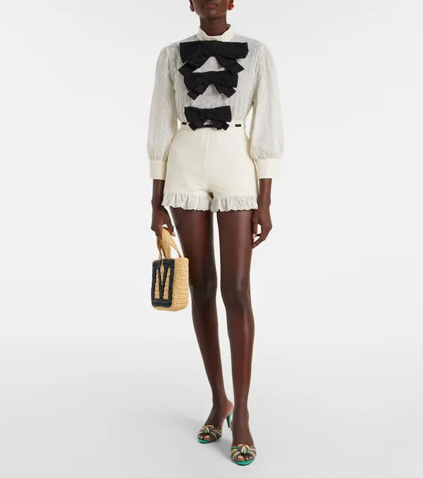 Valentino Garavani Mossi Bow-detail Cotton Top