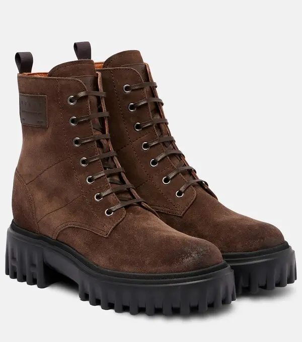 Hogan H700 Suede Combat Boots