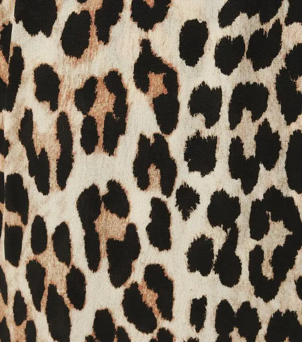 GANNI Leopard-printed Silk-blend Dress