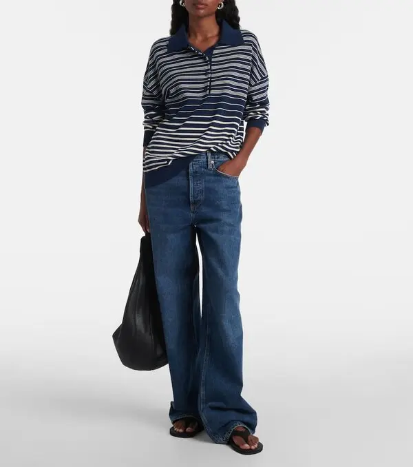 Faithfull The Brand Harlow Striped Oversized Polo Shirt