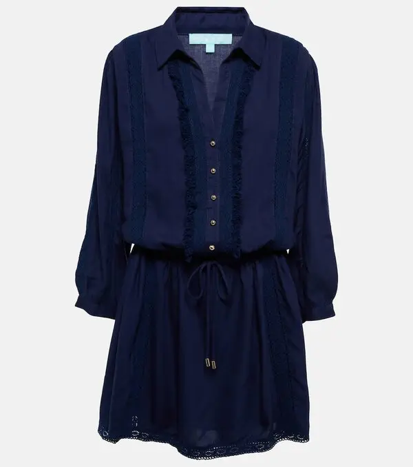 Melissa Odabash Scarlett Lace-trimmed Minidress - Blue