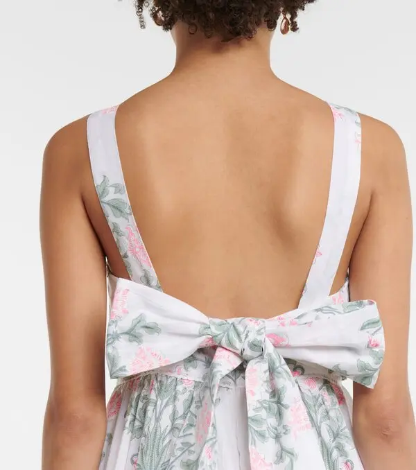 JULIET DUNN Floral Cotton Tiered Midi Dress